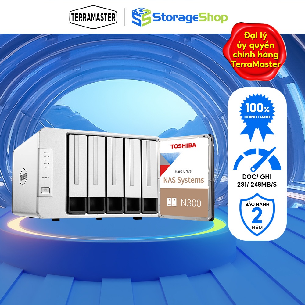 DAS TerraMaster D5-310 5-bay storage device Combo with 1 Toshiba N300 3 ...