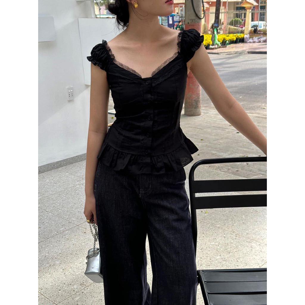 Linen Shu Shi Clothing Lace Collar Shirt | Shopee Singapore