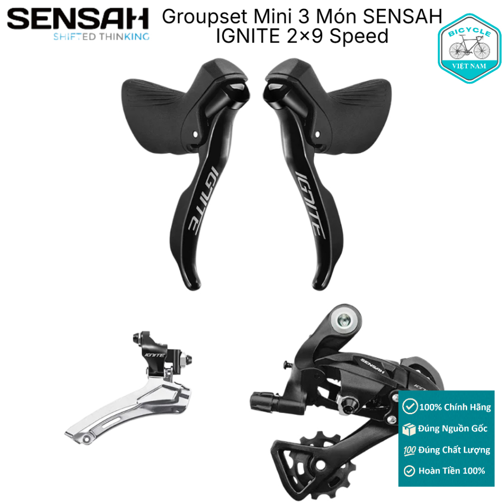 Groupset Mini 3 Piece SENSAH IGNITE 2x9 Speed (Shaker, Derailleur, Disc ...