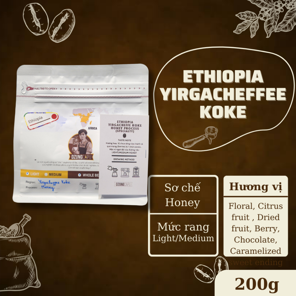 Yirgacheffe Koke G1 Ethiopian Coffee - Honey processing - 200g pack ...