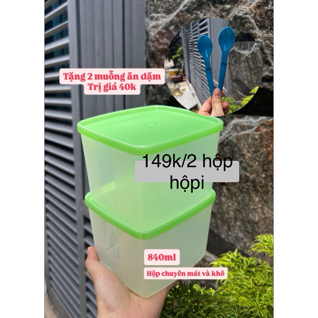 Set of 2 TUPPERWARE dry boxes 840ml, comes with 2 free Tup spoons as ...