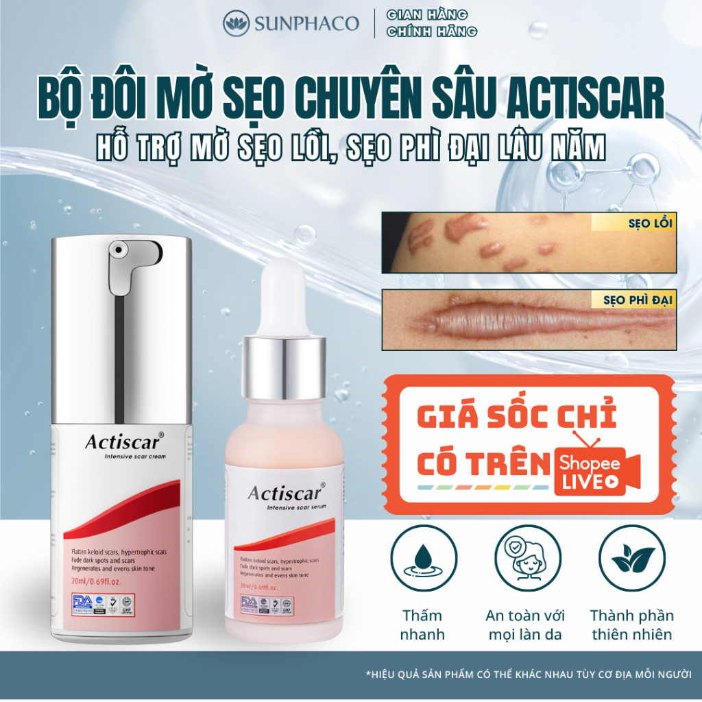 Actiscar Intensive Scar Fade Cream and Serum Combo Helps Fade Keloid ...