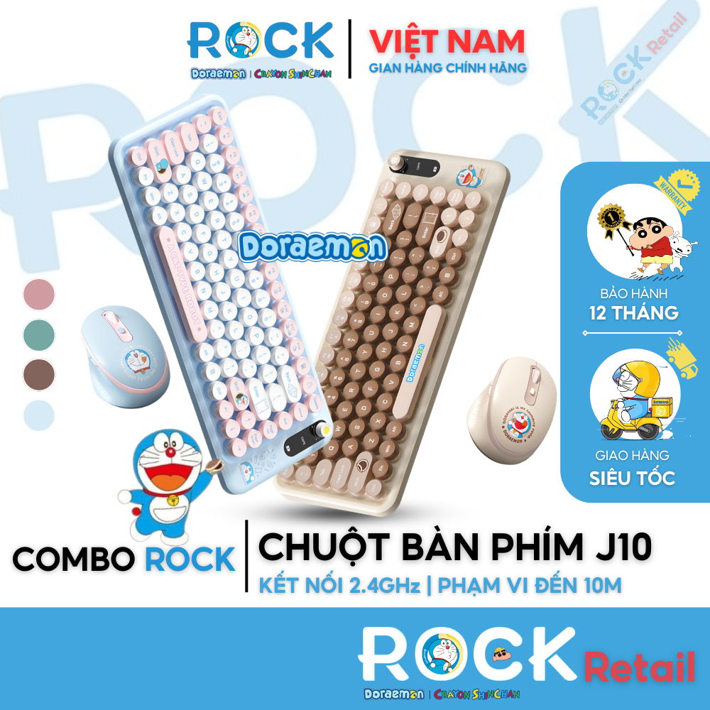 ROCK Doraemon J10 Wireless Keyboard + Mouse Combo (Range up to 10m, 2 ...