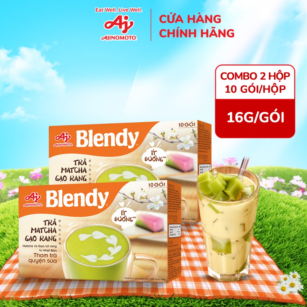 Combo of 2 Boxes of Blendy Matcha Roasted Rice Tea 160g/Box (1 Box of ...