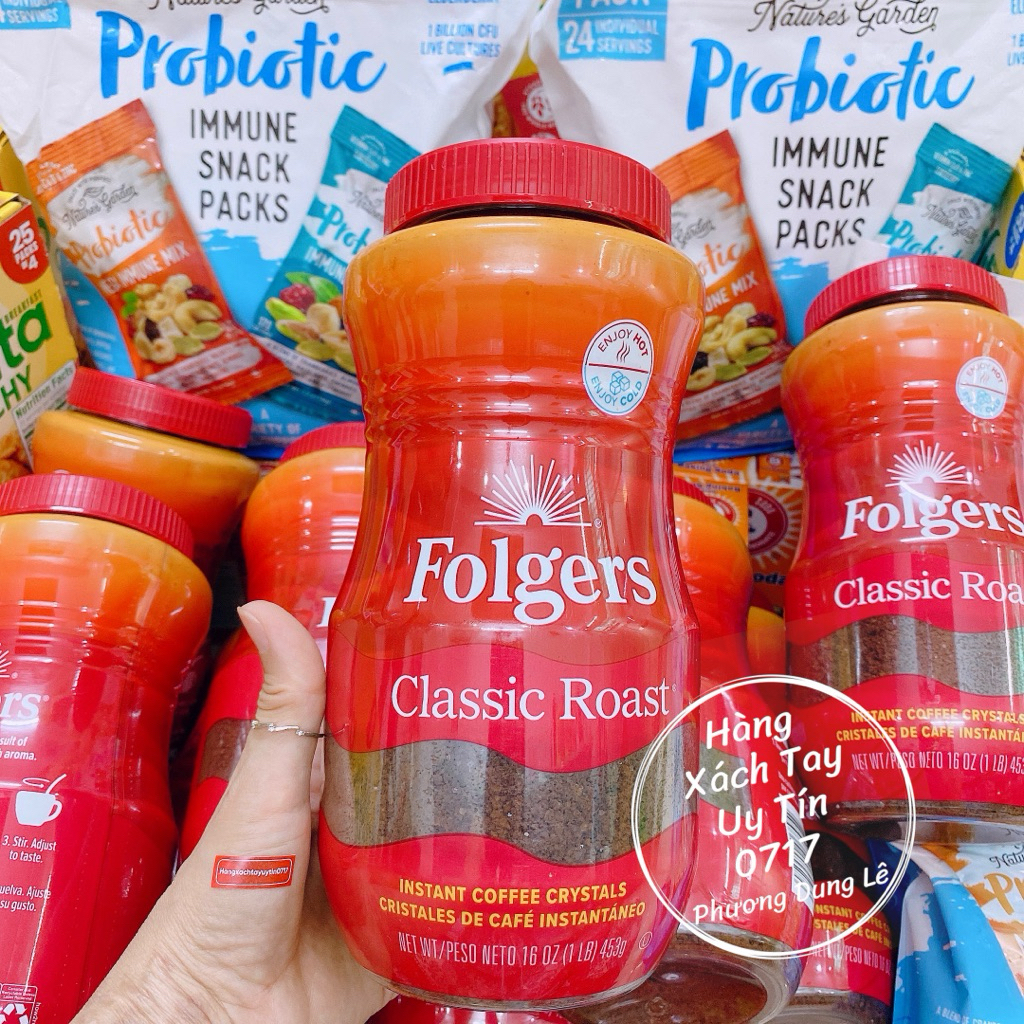 (1 Jar 453g) Folgers Classic Roast pure roasted Instant coffee ...