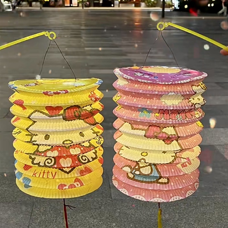 Cute cartoon hello kitty folding paper Mid-Autumn Festival lantern ...