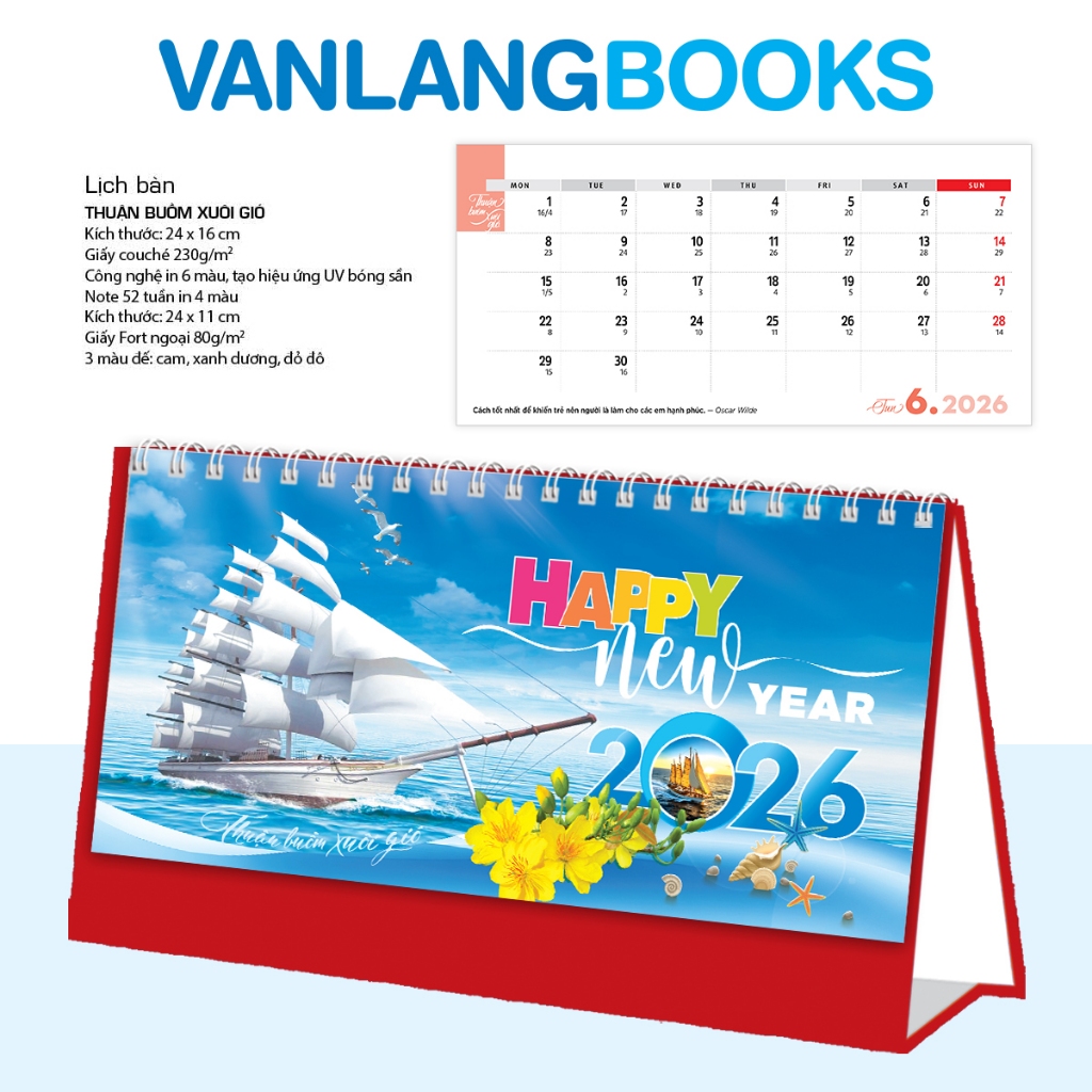 Desk Calendar 2026 Van Lang - Smooth Sailing (VLLB19A Red) | Shopee ...