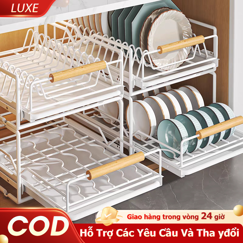LUXE Sliding Rail Dish Rack Pull Out Dish Storage Rack Multi-Purpose ...