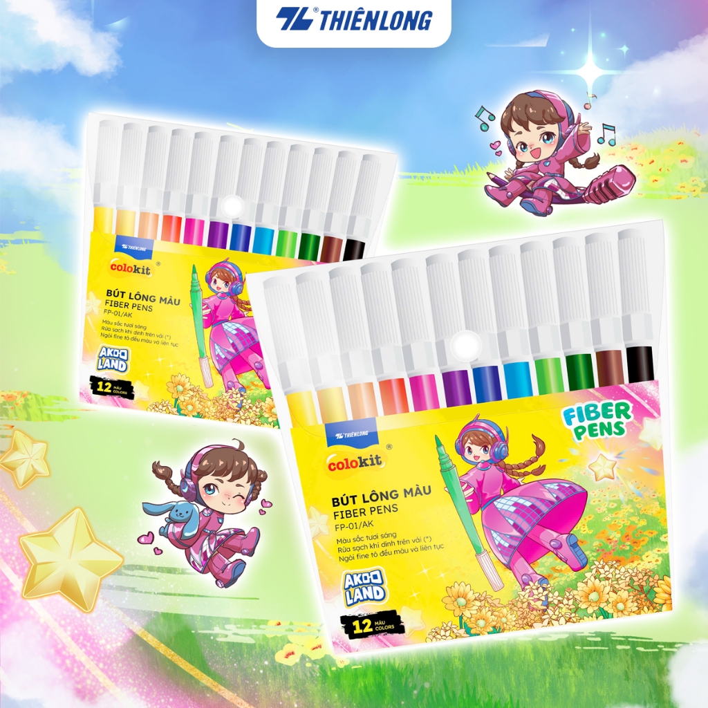 [MN] Fiber Pen Thien Long Colokit FP-01/AK 12-color brush Pen - Fine ...