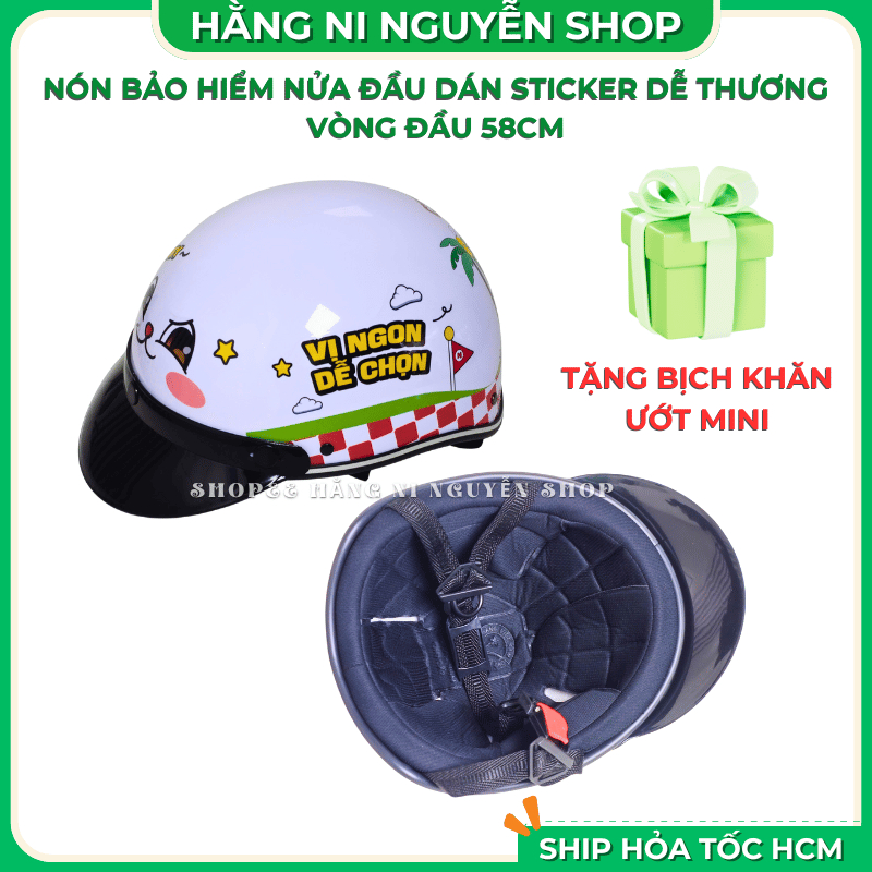 Helmet with Cute Stickers Head Circumference 58cm – 1/2 Head Hat with ...