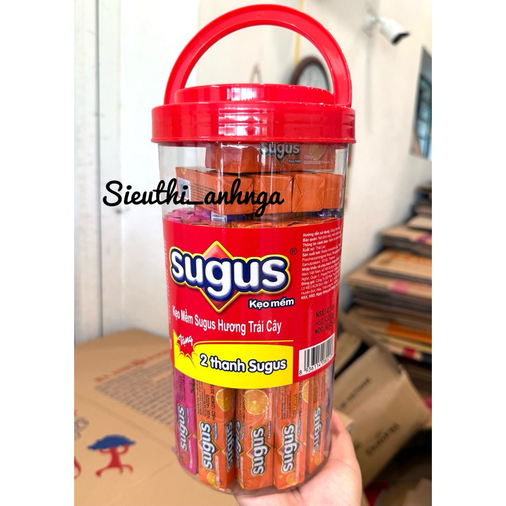 SUGUS CANDY BAR 50 bars x 30g (3 flavors orange grape strawberry ...