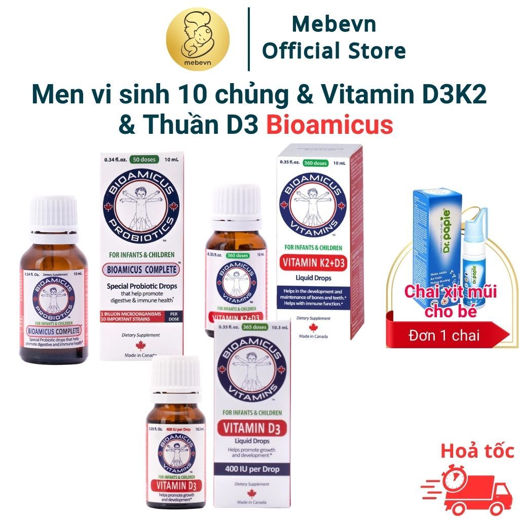 Bioamicus 10-strain probiotic & Vitamin D3K2, probiotic for babies to ...