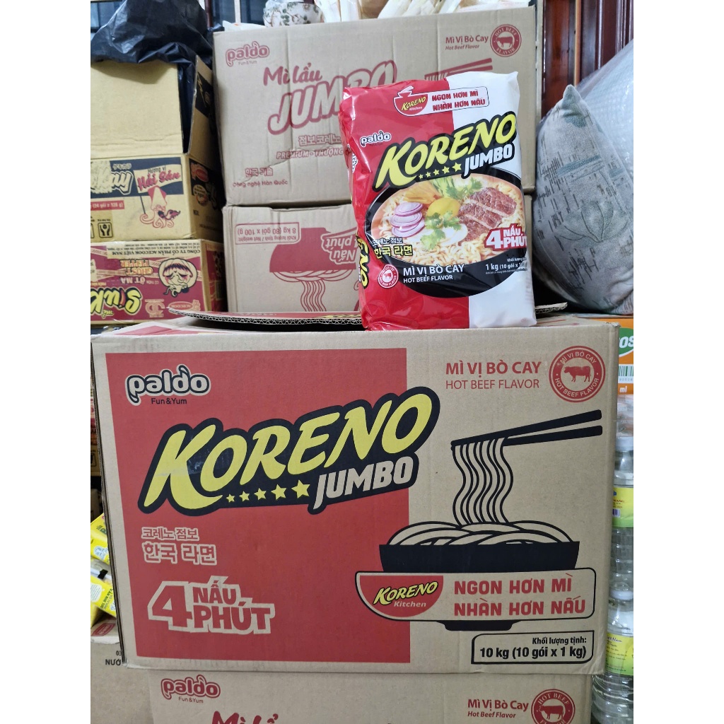 Combo of 20 packs of 10 packs of Korean Koreno Jumbo Noodles Spicy Beef ...