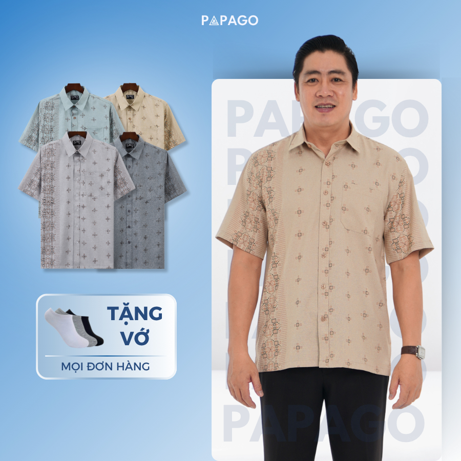 PAPAGO middle-aged men's shirt with short sleeves in horizontal hybrid ...