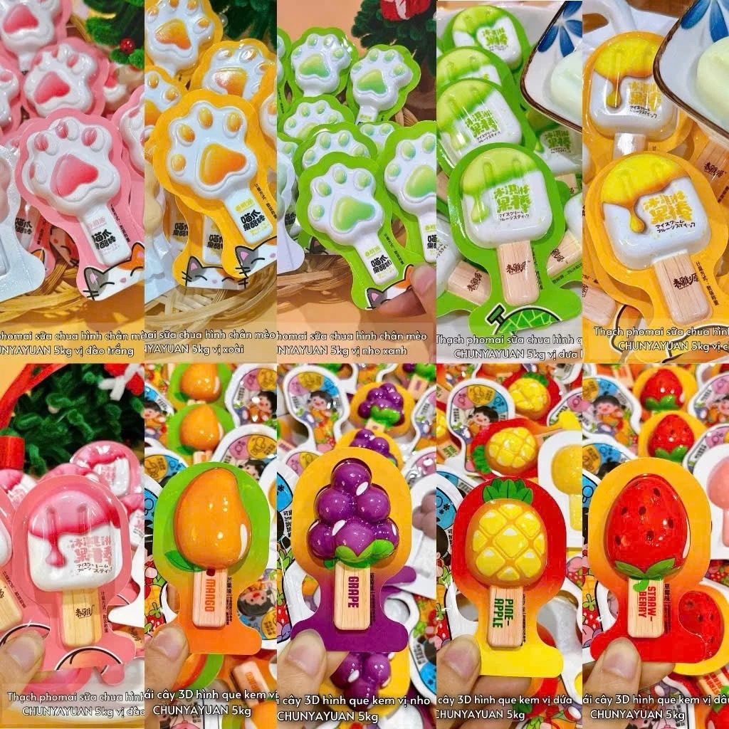 1 KG Cheese yogurt jelly mixed with cat's paw/fruit/ice cream stick ...