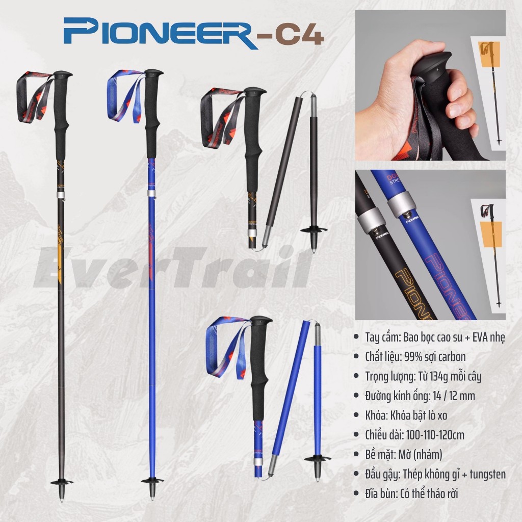 Pioneer C4 Carbon Trail Running Stick - Climbing Pole | Shopee Singapore