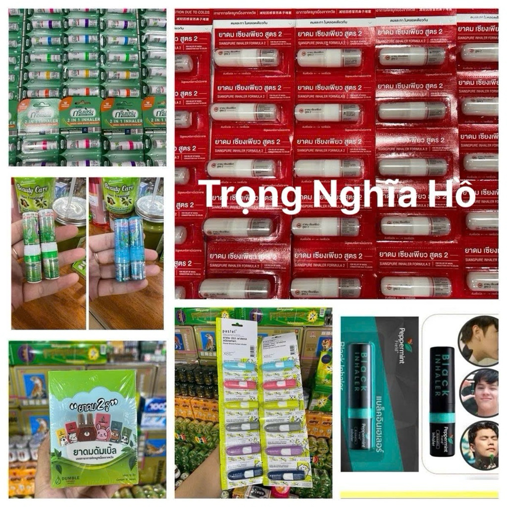 Genuine Thai Fragrant Nasal Decongestant Inhaler, Mint, Old Man, 2 ...