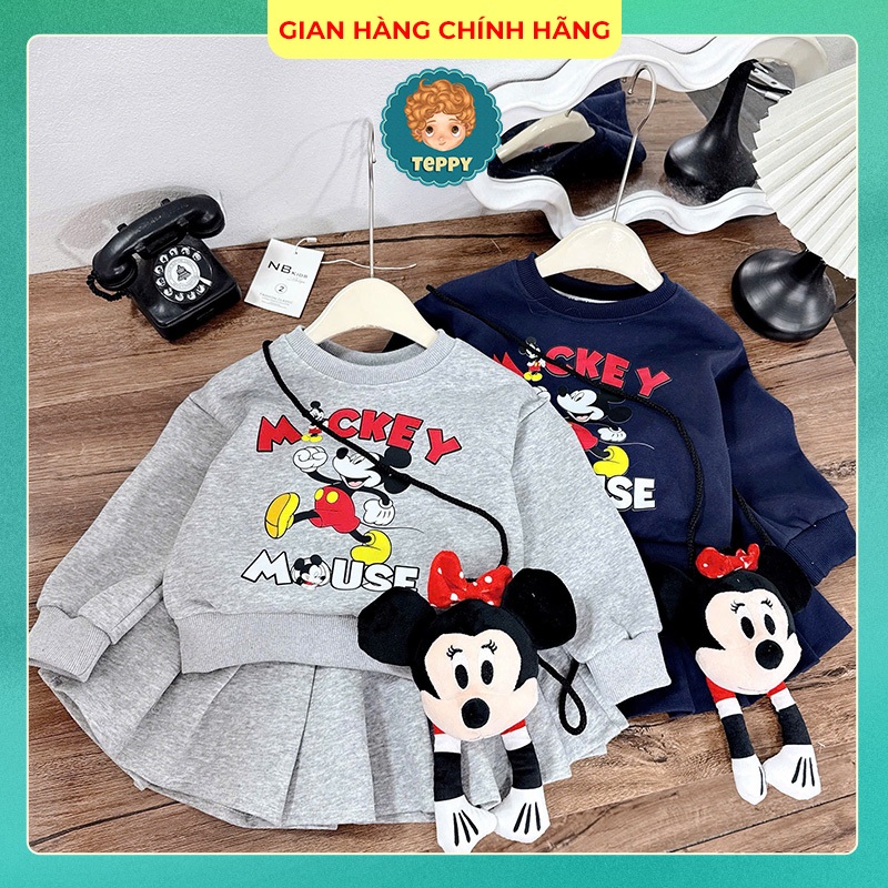 Mickey long-sleeved shirt and skirt Set for girls (Mickey bag included ...
