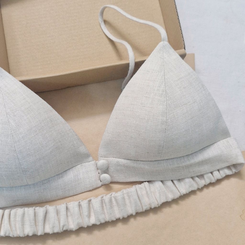 Orange _ premium linen bralette (100% linen) / Linen Bra hand-sewn with ...