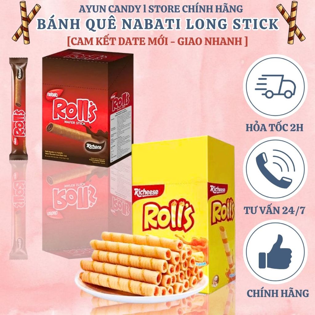 (Box of 20 packs x 6g) Roll's Nabati Richeese Cheese Cream Wafer Stick ...