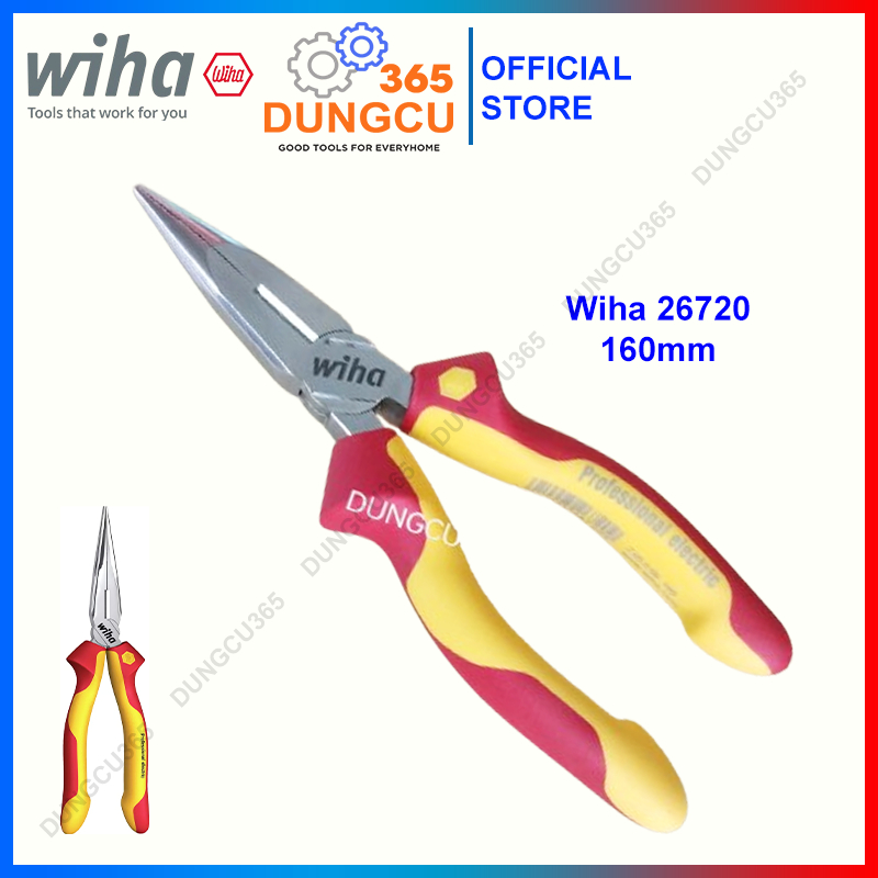 Insulated pointed pliers 1000V 160mm Wiha 26720 - German VDE standard ...