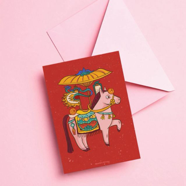 Card CNY 2026 Horse - Binh Ngo, 1-sided Postcard A6 Congratulations CNY ...