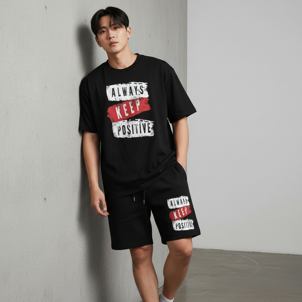 short sleeve Men's Clothing Set, Youthful and Dynamic Sports 100% ...