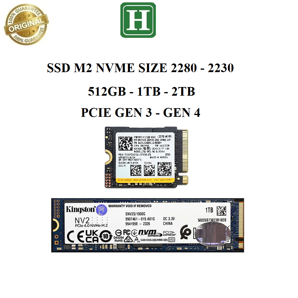 SSD M2 NVME 512GB - 1TB - 2TB PCIE gen 3, gen 4 size 2230 - original ...