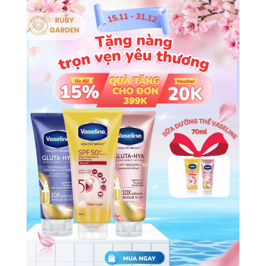 [Genuine, Date 5/2026] Vaseline Healthy Bright Gluta HYA Serum 10X Body ...