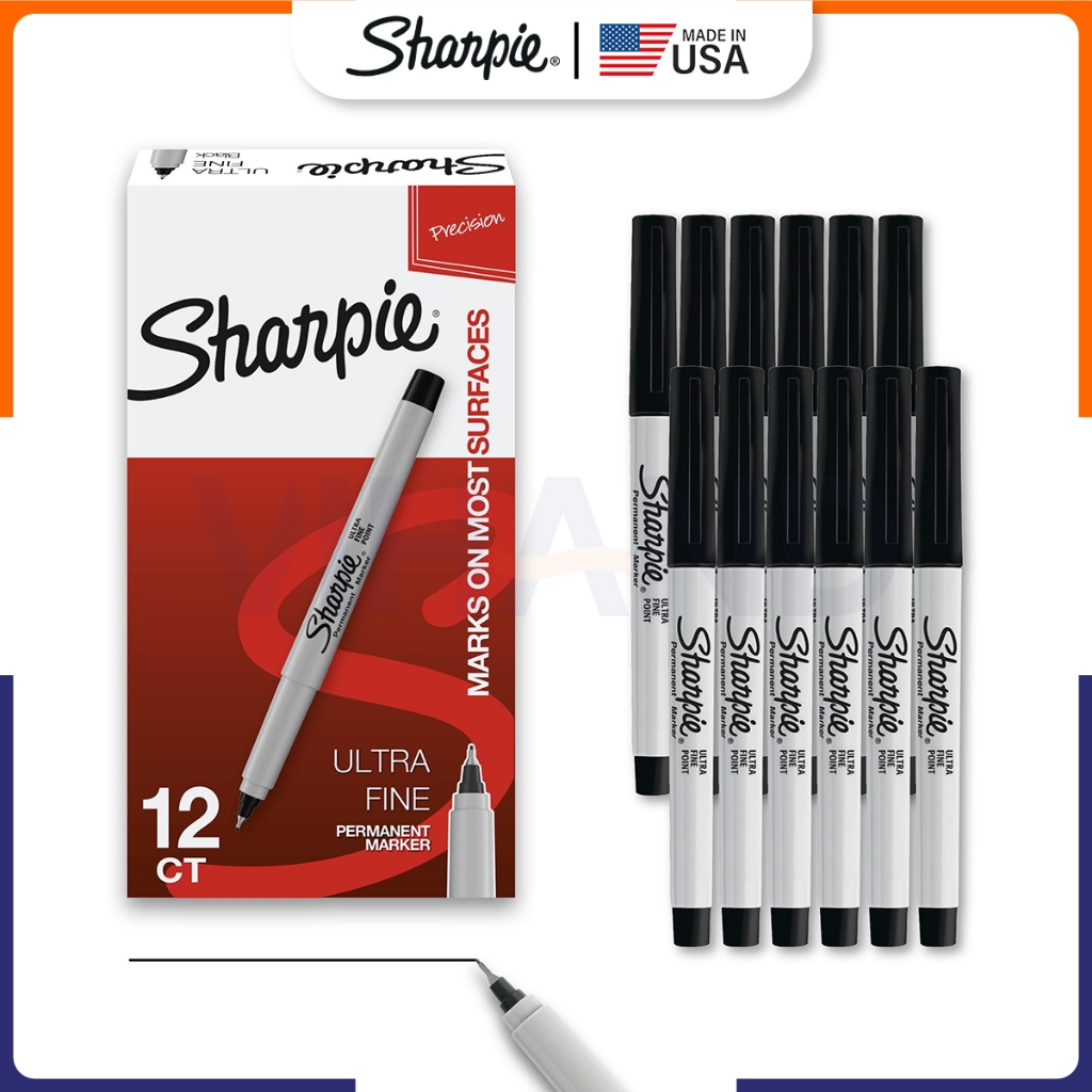 Box of 12 needlepoint brushes for drawing on all materials Sharpie ...