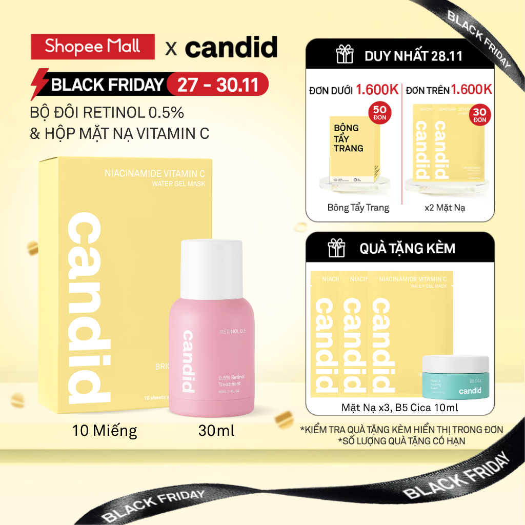 Retinol 0.5% Duo & Niacinamide Vitamin C Mask Box (10 pieces) | Shopee ...