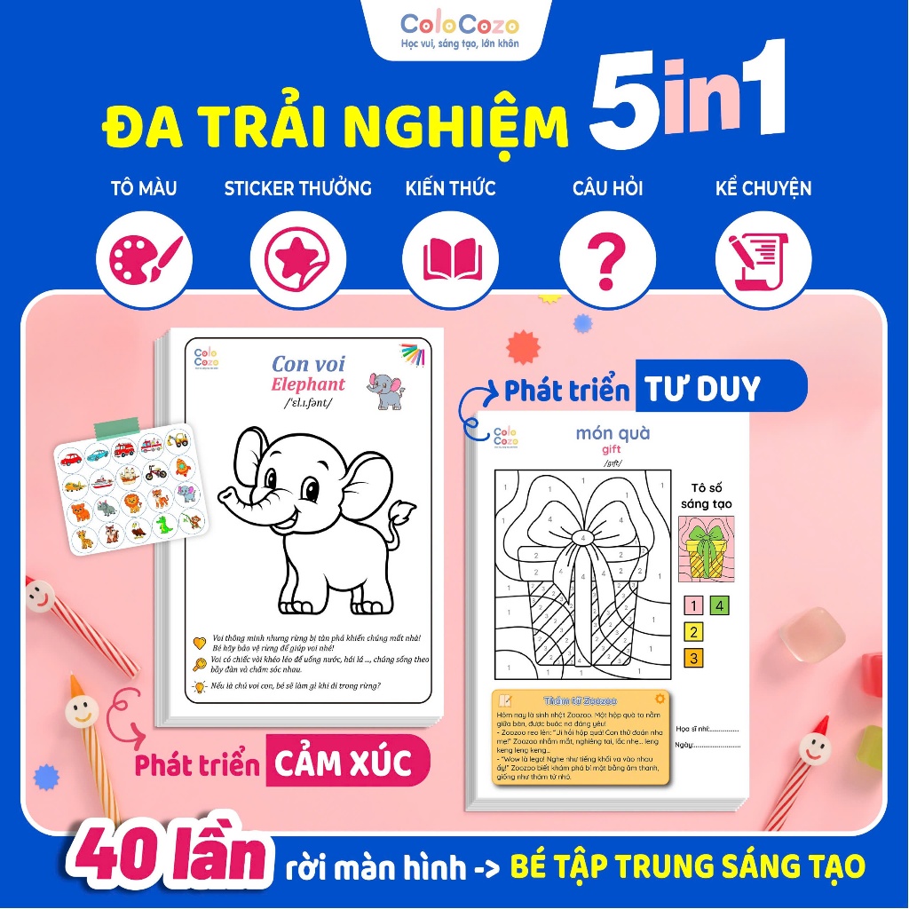 Combo of 40 A4 Coloring Pages Educational Toys Gifts for Children 2026 ...