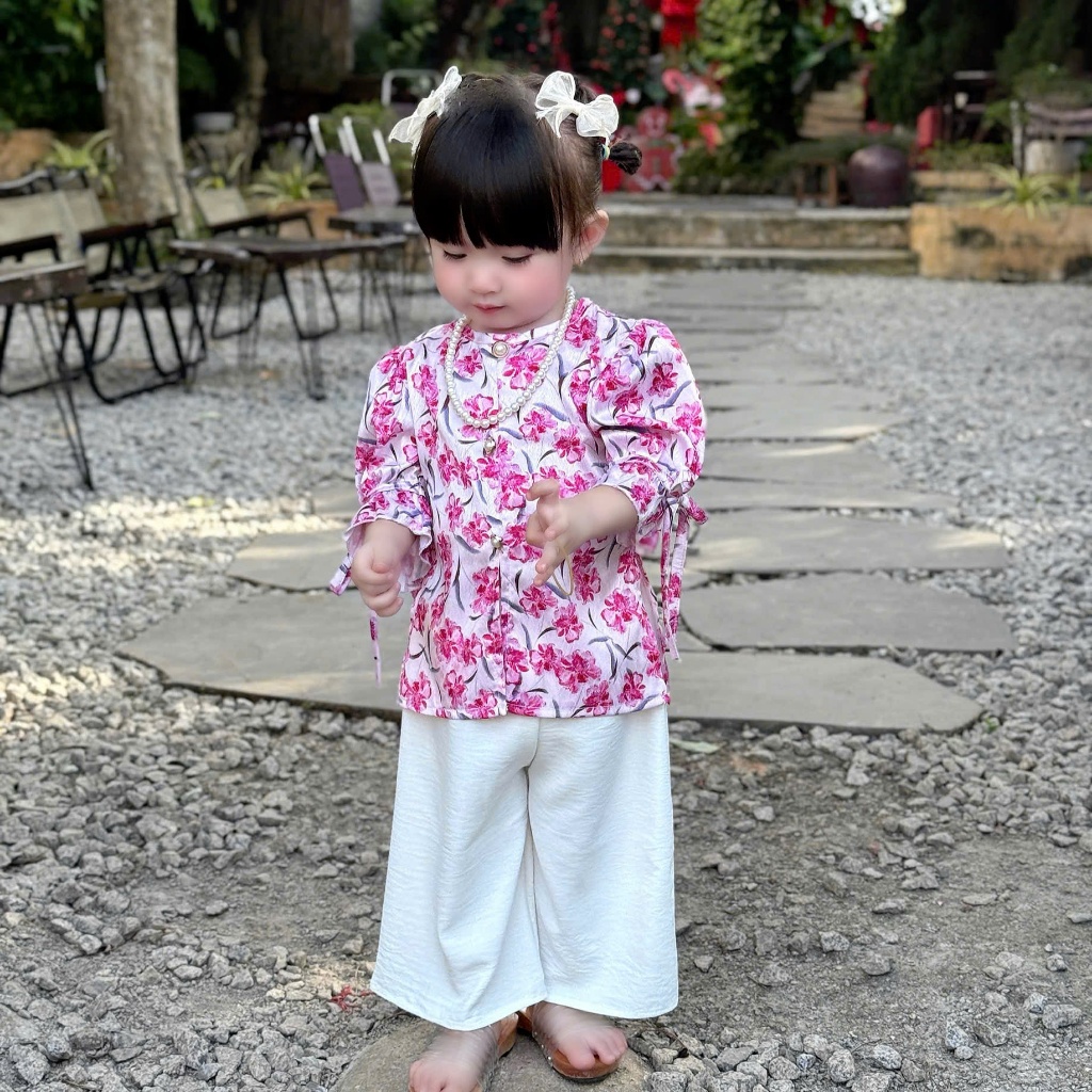 Girl's Floral Silk Ba Ba Set, Traditional Ba Ba Set for Children 4kg ...