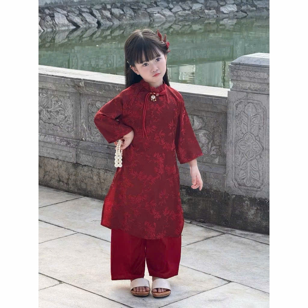 Ao dai for little girls to wear to holidays CNY | Shopee Singapore