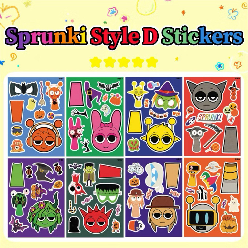 Set of 8 fun Sprunki Style Stickers for children (creative according to ...