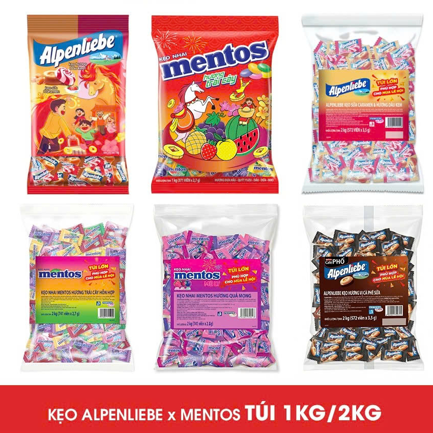 Alpenliebe Candy & Mentos Chewing Candy Assorted Flavors Bag 1kg 2kg ...