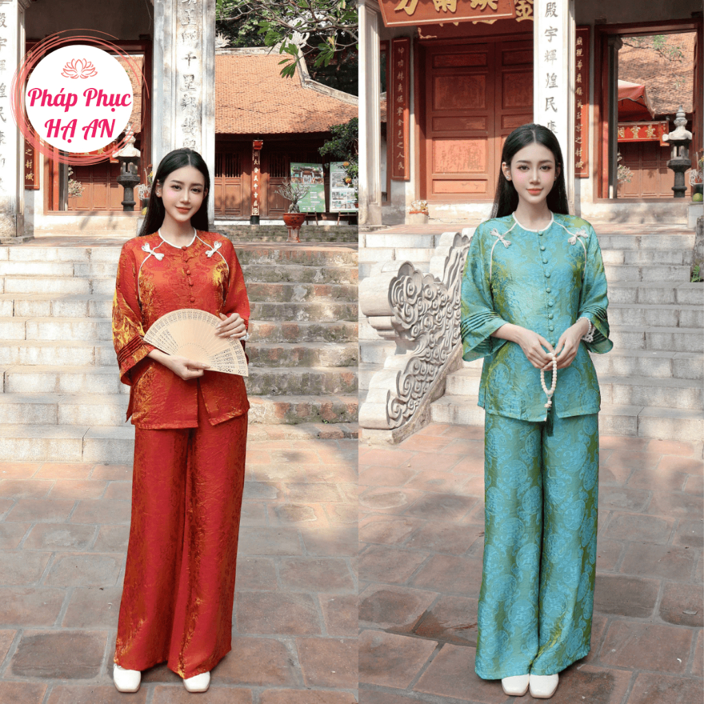 Tencel silkworm temple outfit with round neck and buttons wrapped in ...