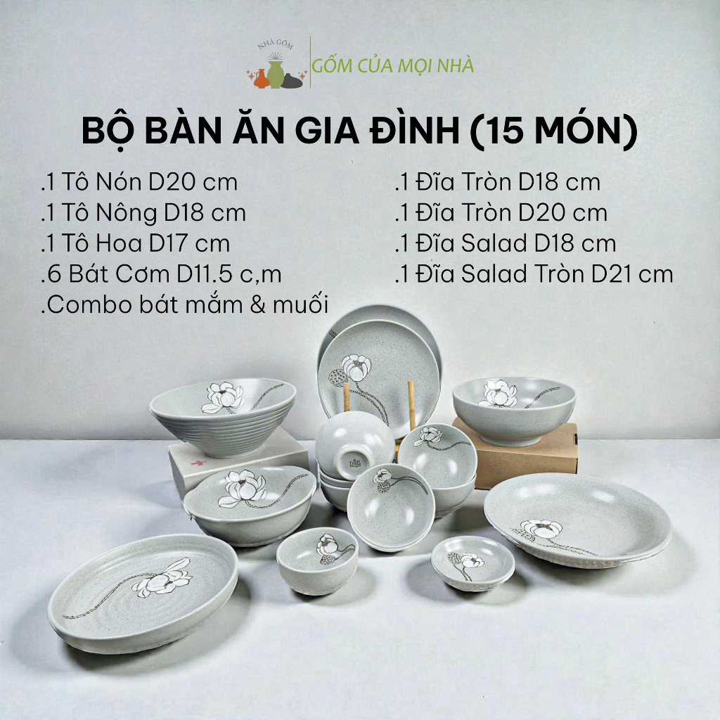 Bat Trang Ceramic Dining Table Dinnerware Set, Family Dinnerware Set ...