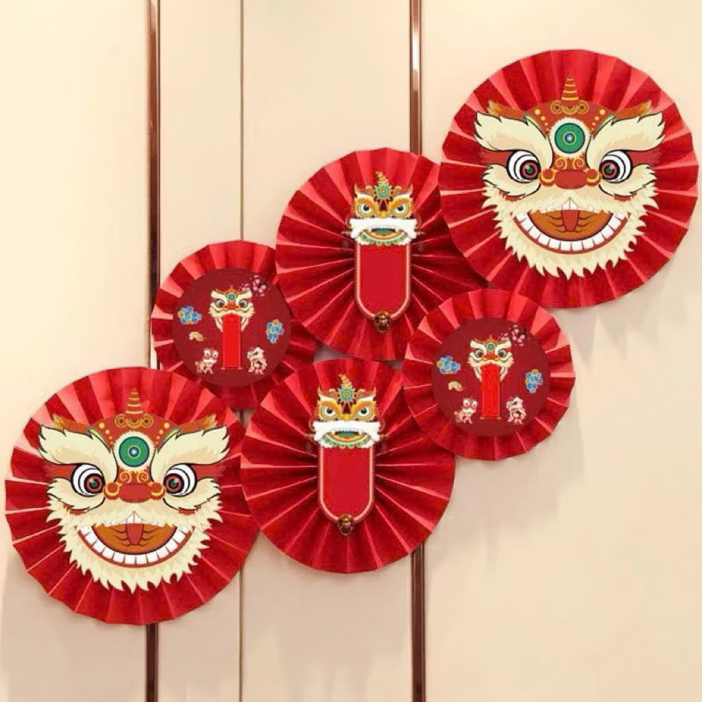 Happy Paper Fan Set CNY Happy New Year 2026 Decoration CNY, Decor ...