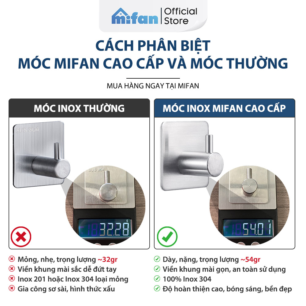 Mifan Premium 304 Stainless Steel Clothes Hanger - Super Sticky 3M Glue ...