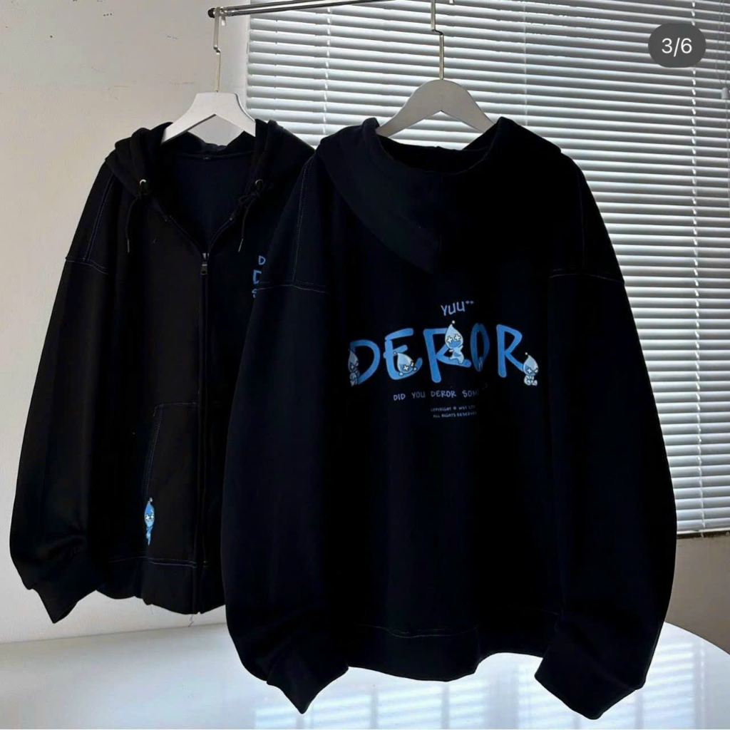 Derror Zip Hoodie with thick cotton felt zipper with hat in 2 loose ...