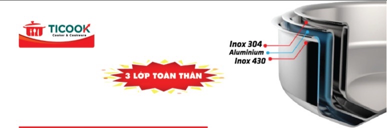 Three-layer 304 Stainless Steel Deep Pan with Bottom from Ticook ...