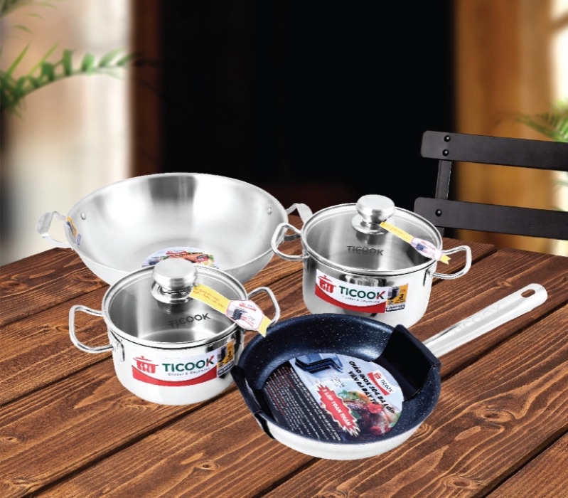 Three-layer 304 Stainless Steel Deep Pan with Bottom from Ticook ...