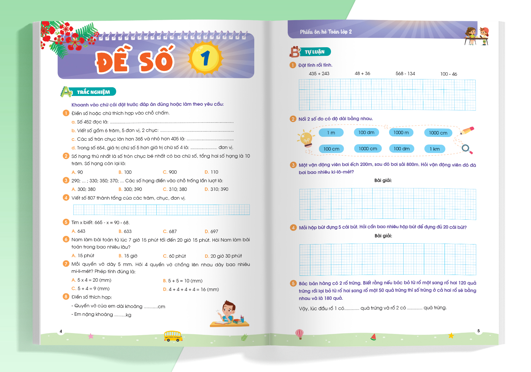 Grade 2 Math and Vietnamese Summer Review Sheet Combo Book | Shopee ...