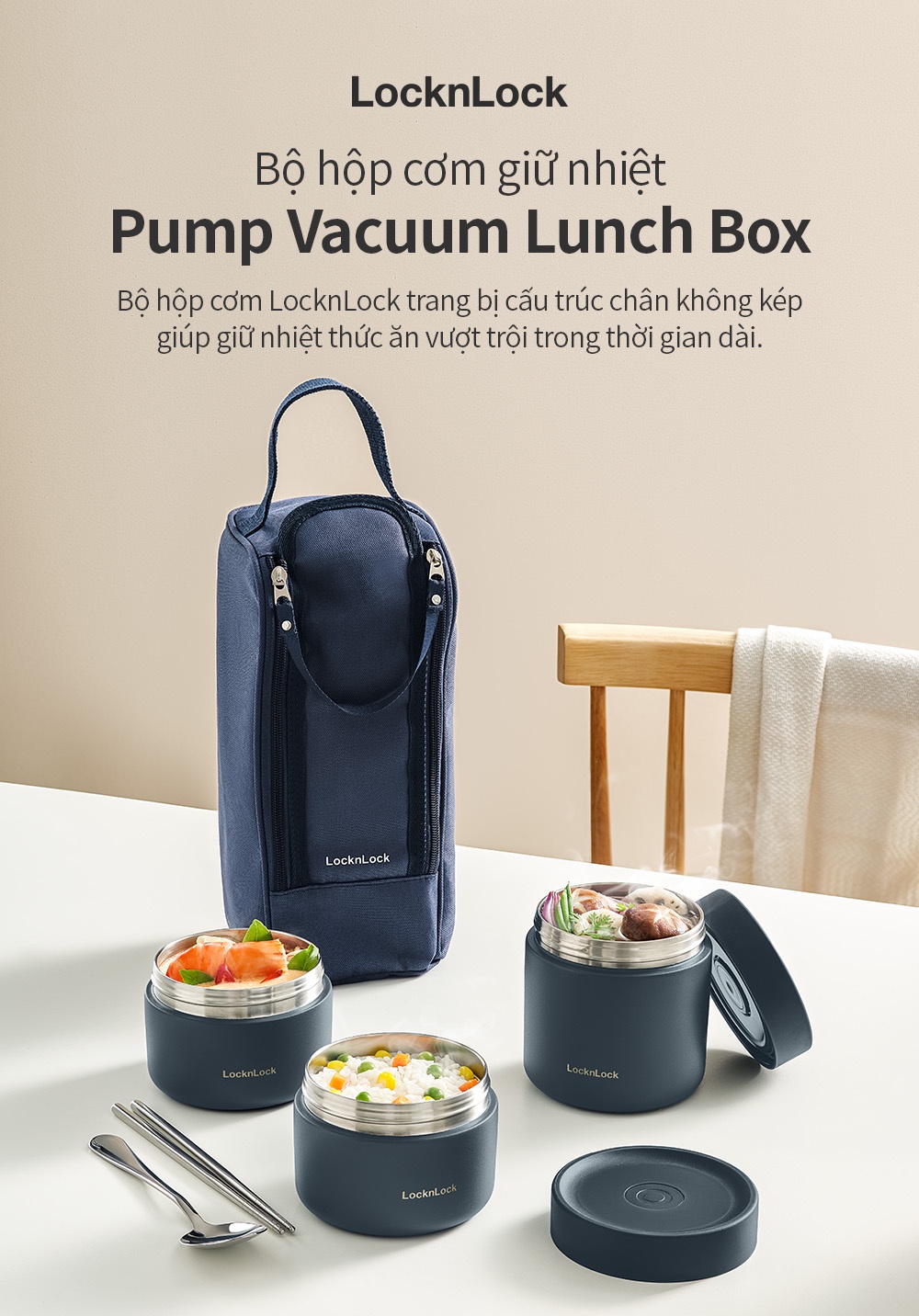 LocknLock thermos lunch box set LHC8052S01 LHC8052S02, 3 thermos boxes ...