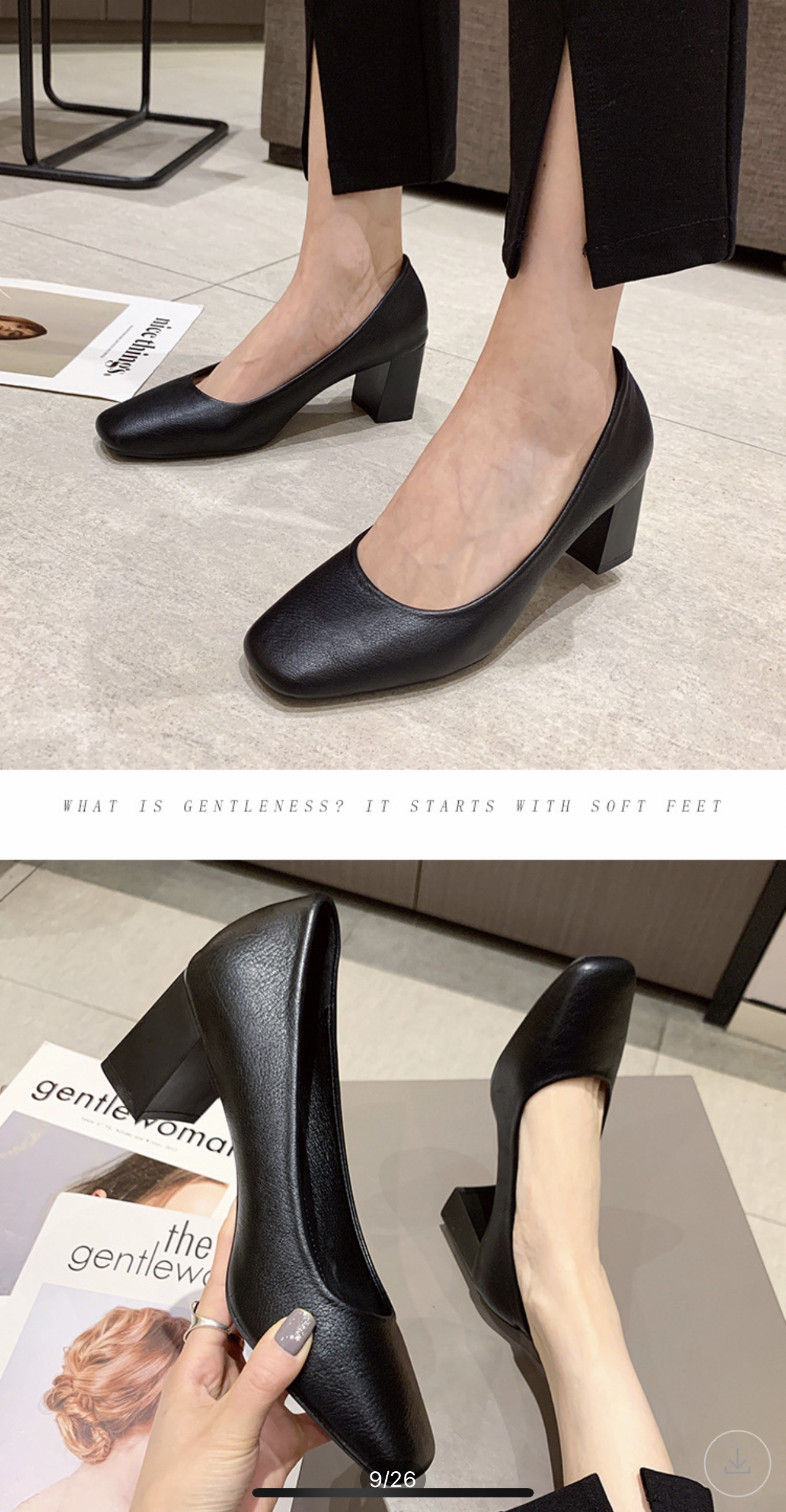 (Plus Size 35-42) Square toe plain high heels - Square toe office high ...