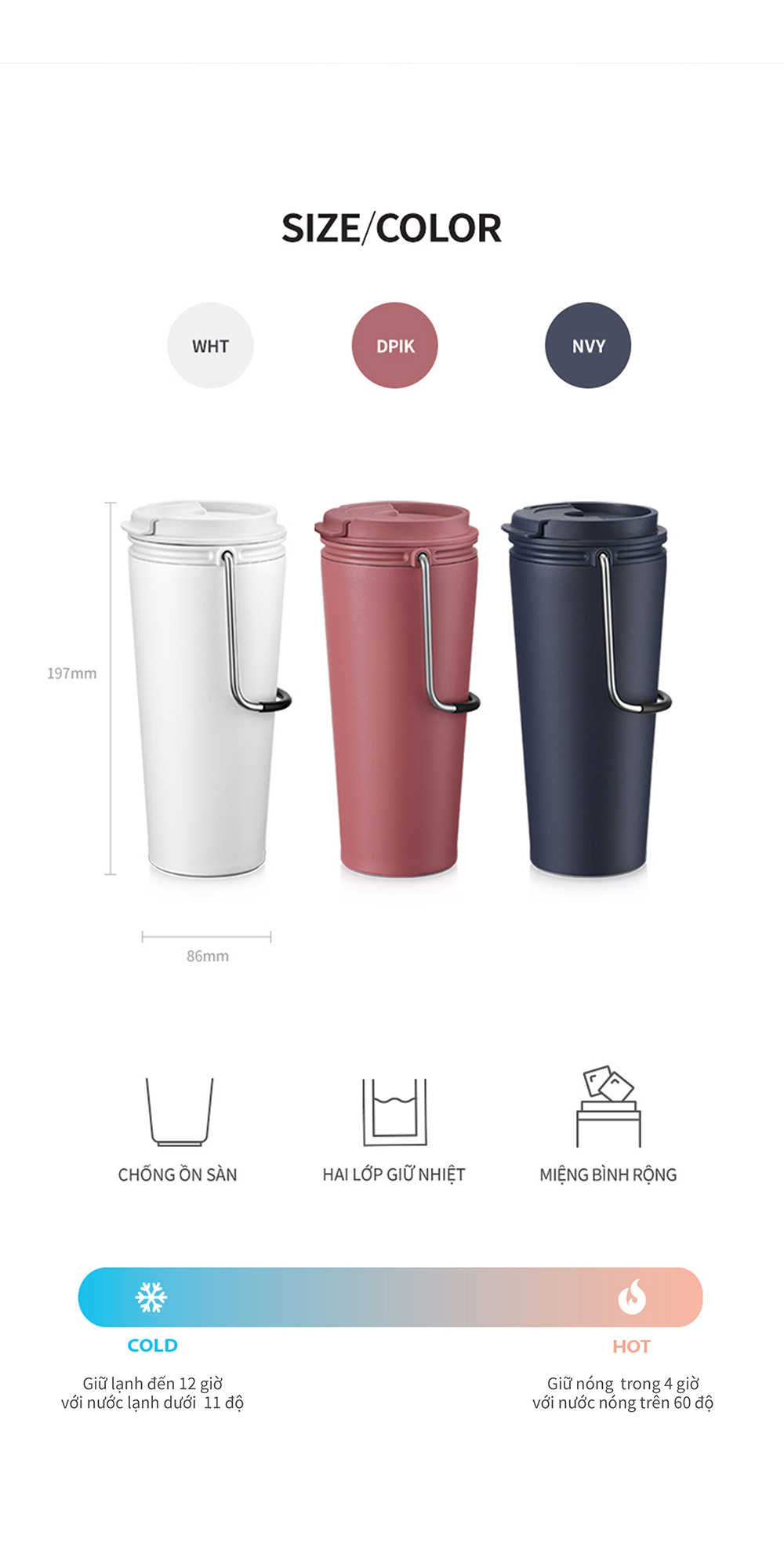 LocknLock Bucket Tumbler 540ml Flip Lid LHC4269 304 stainless steel ...
