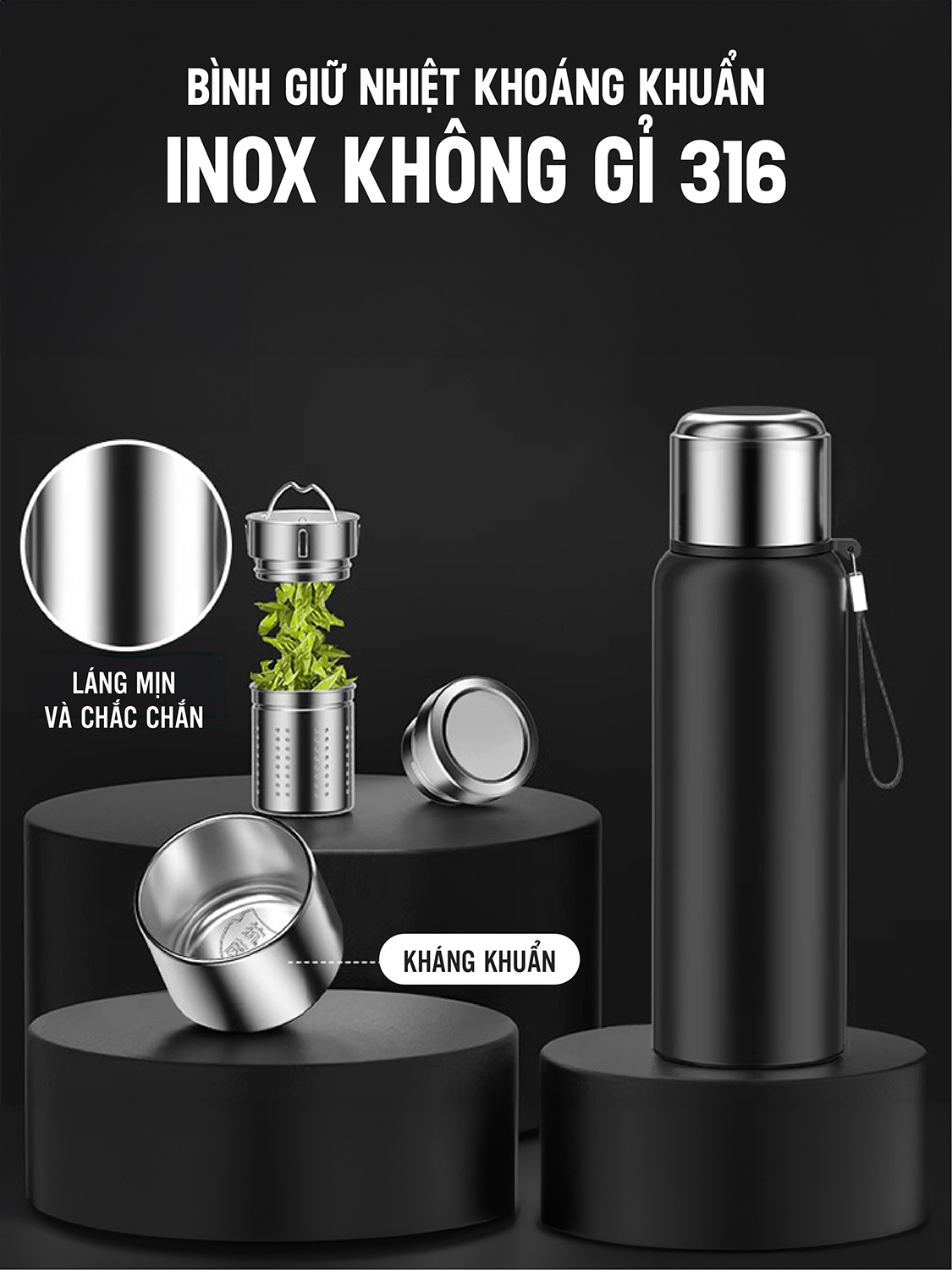 NIUMI 48h 316 thermos flask displays temperature and lid with handle, many capacities | Shopee ...