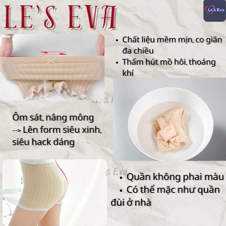 LE'S EVA boxer underwear with fresh striped lace, soft and breathable ...