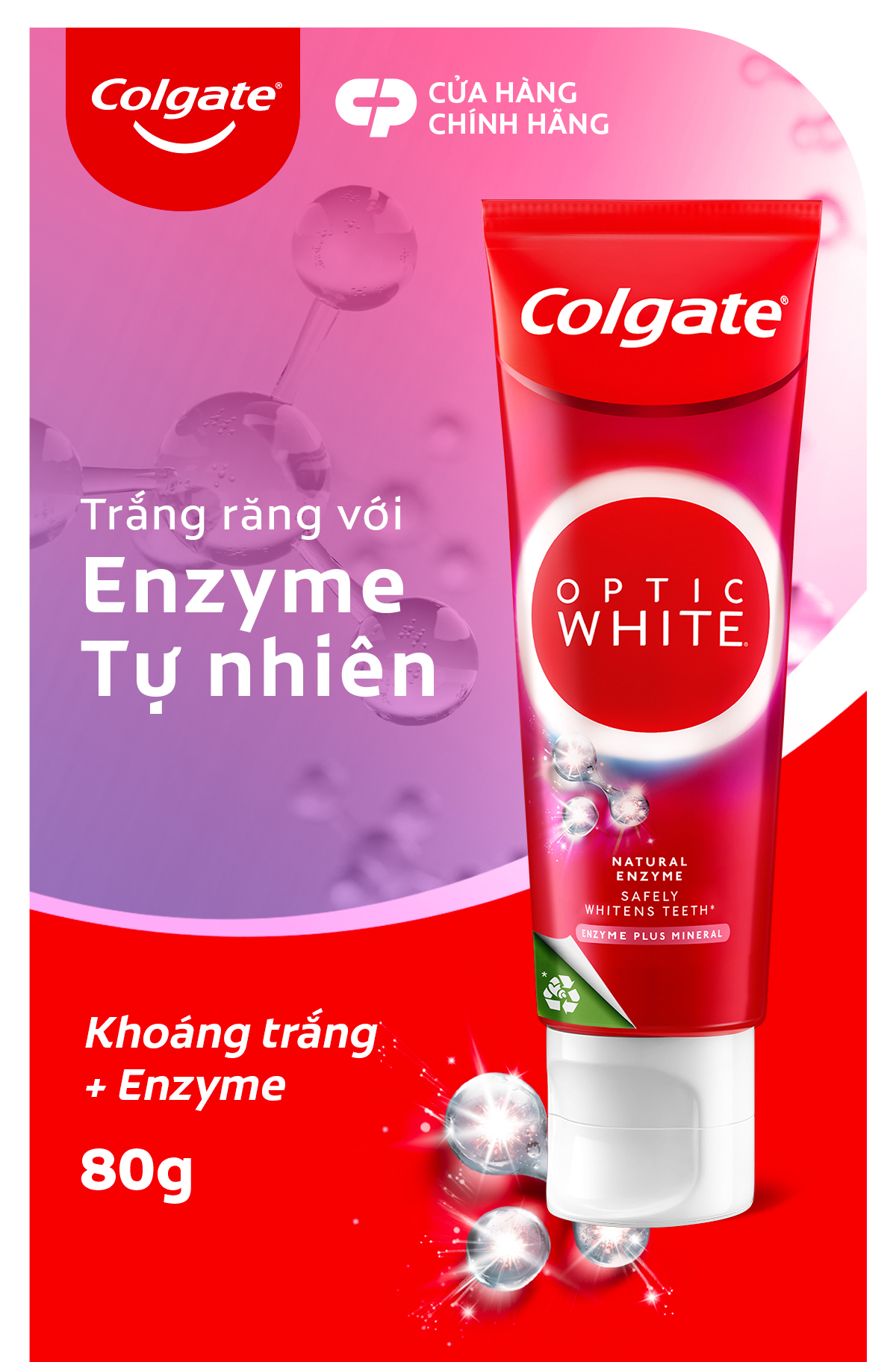 Set of 3 Colgate Optic White Teeth Whitening Toothpaste with peach ...